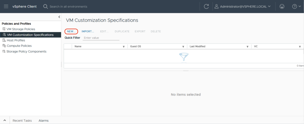 VMware Custom Specification – Alpcan Belen